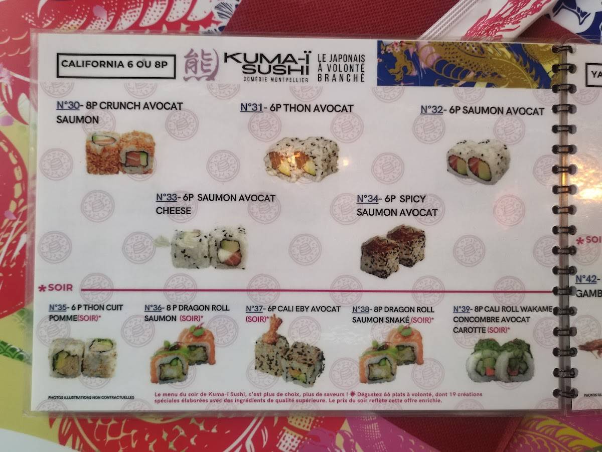Menu au KUMA-Ï SUSHI JAPONAIS A VOLONTÉ MONTPELLIER restaurant, Montpellier