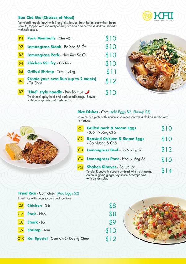 Menu at Kai Vietnamese Cuisine restaurant, Tulsa