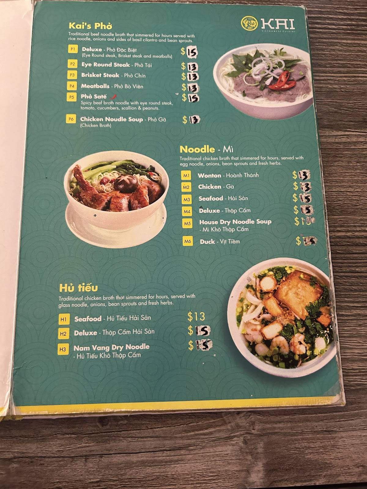 Menu at Kai Vietnamese Cuisine restaurant, Tulsa