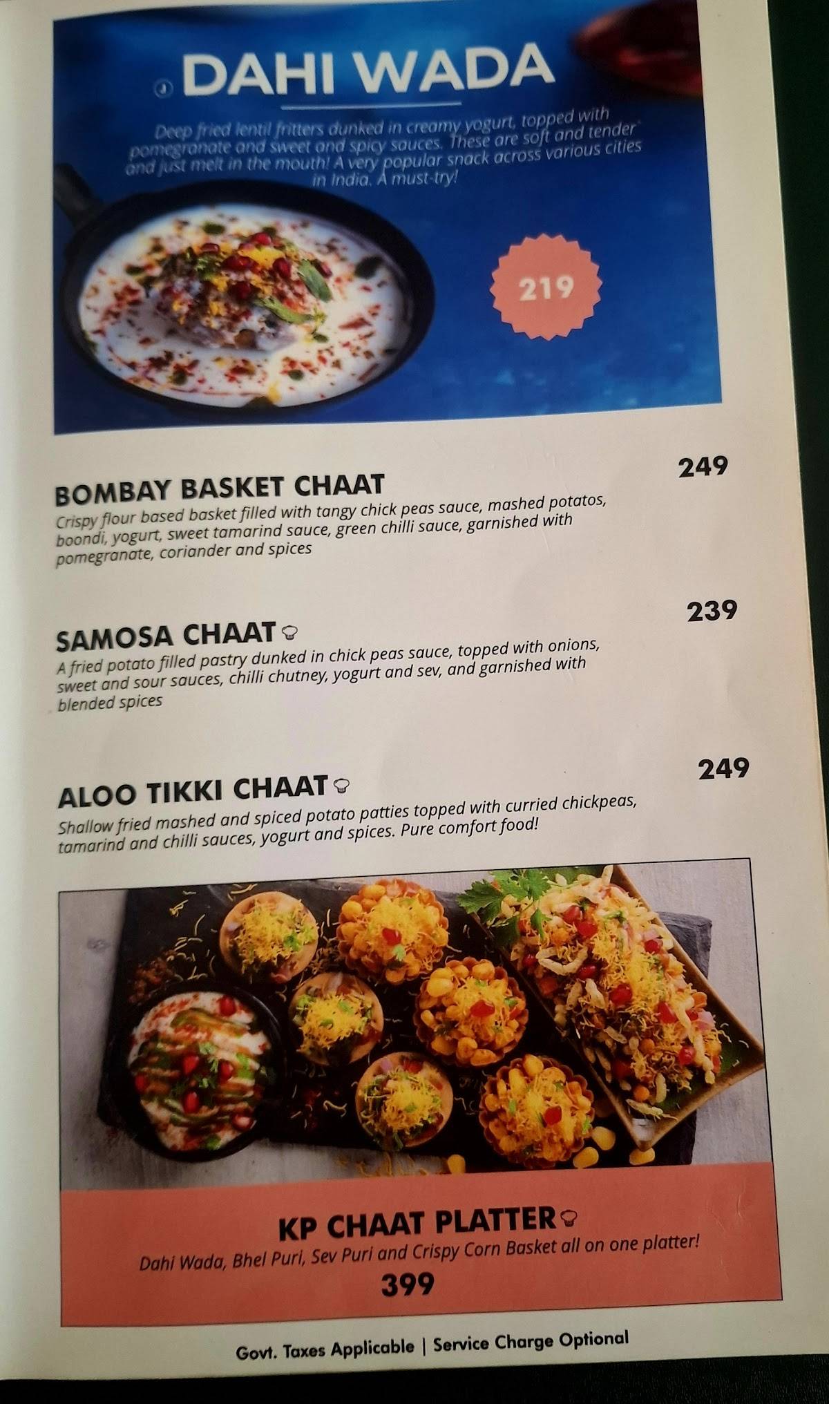 Menu at Kailash Parbat- Pure Veg, Kolkata, G924+RHV Food court