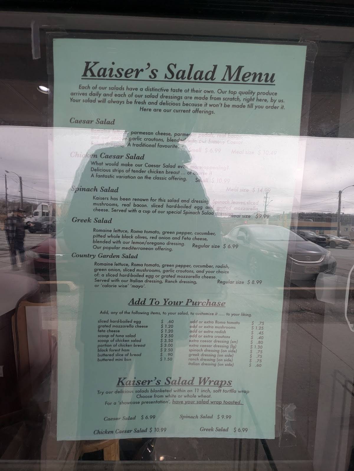 Menu at Kaiser's Sub & Sandwich Shoppe fast food, Lower Sackville