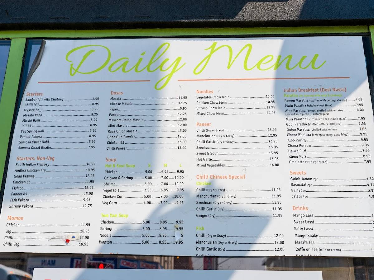 Menu at Kaka Hakka restaurant, Hamilton