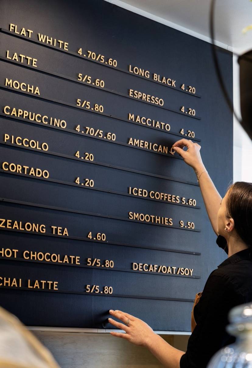 Menu at Kakariki Coffee cafe, Wellington
