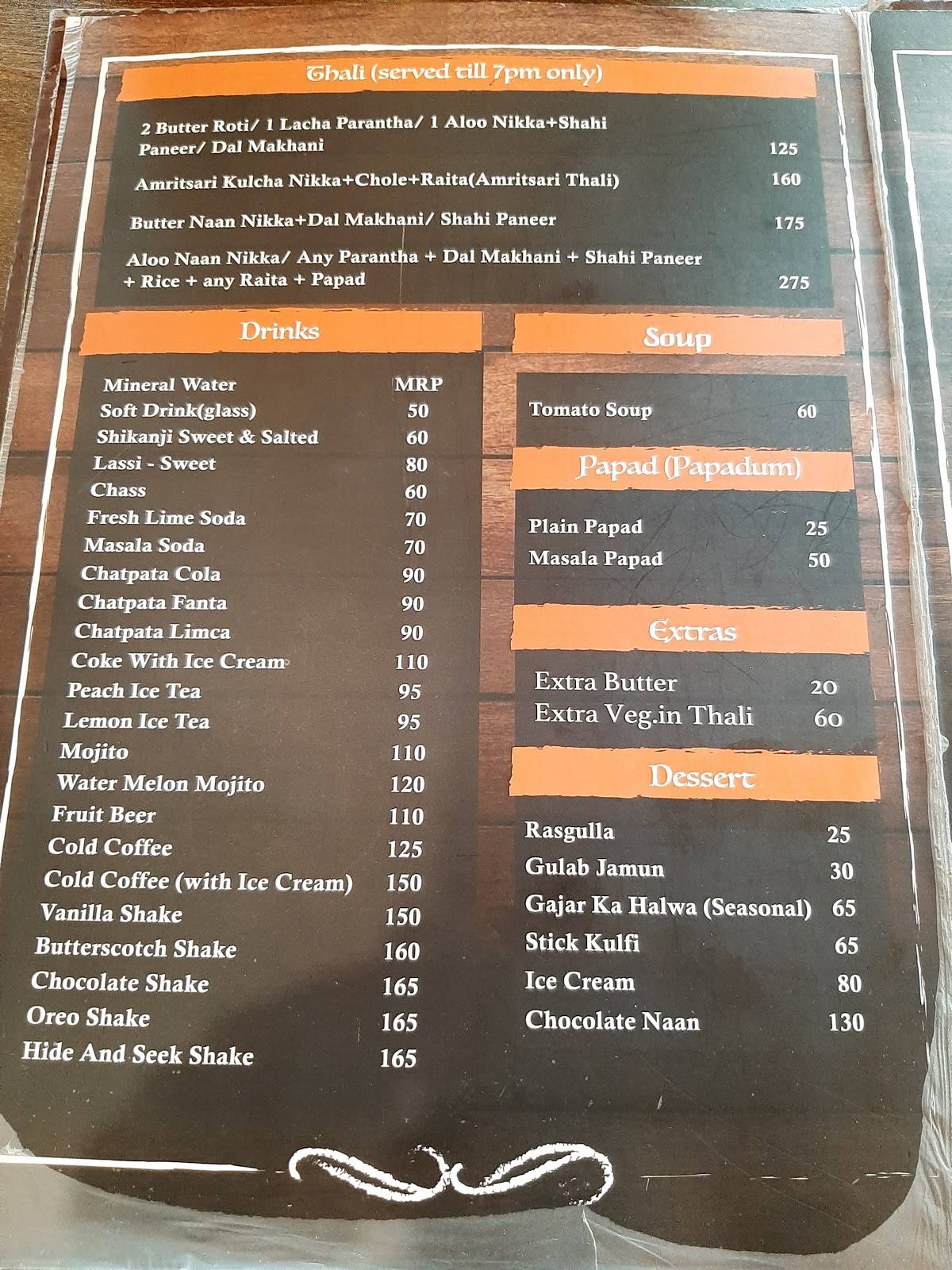 Menu at Kake Di Hatti, New Delhi, Arss mall Shop No. 8