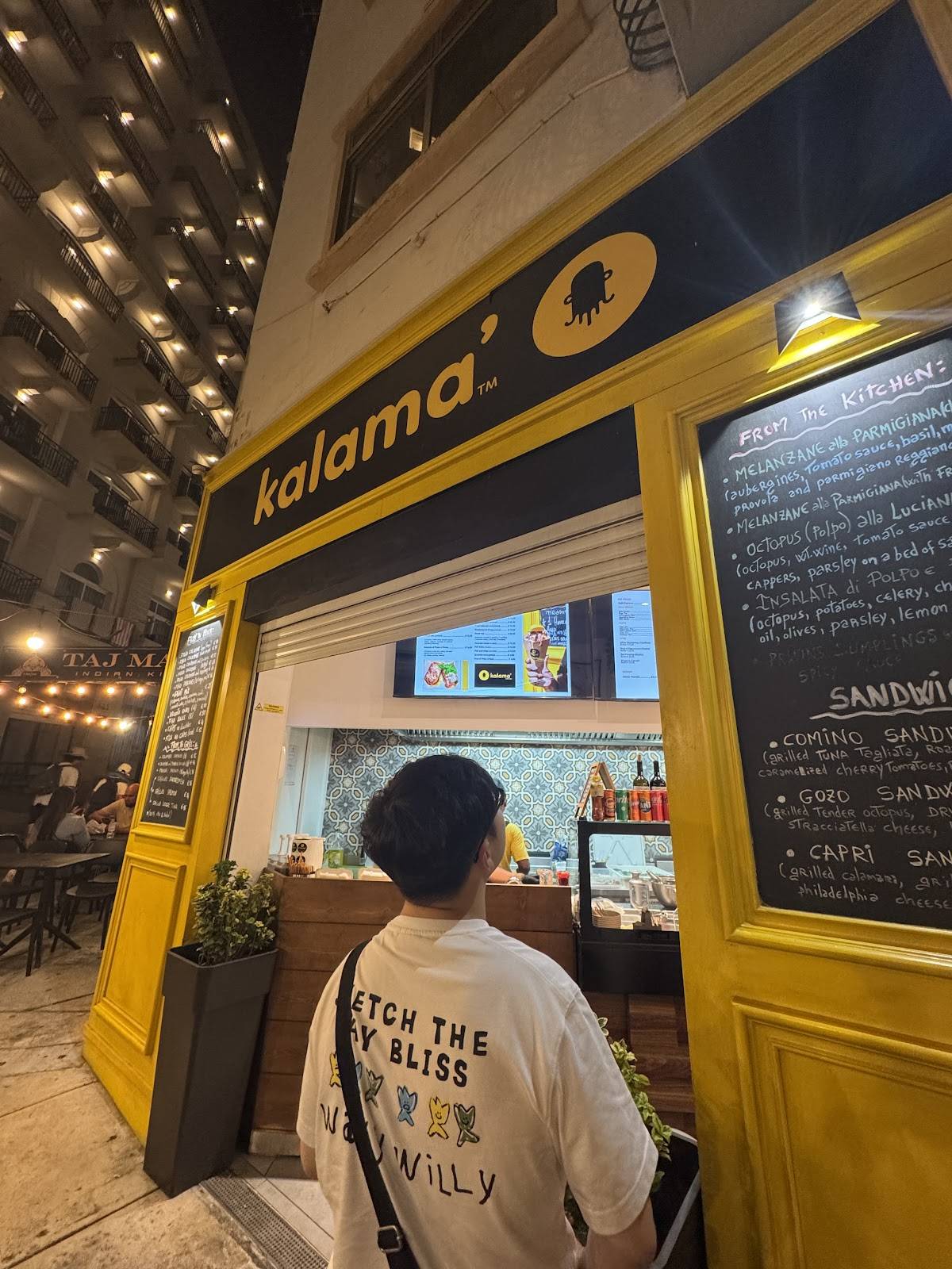 Menu at Kalamà restaurant, Sliema