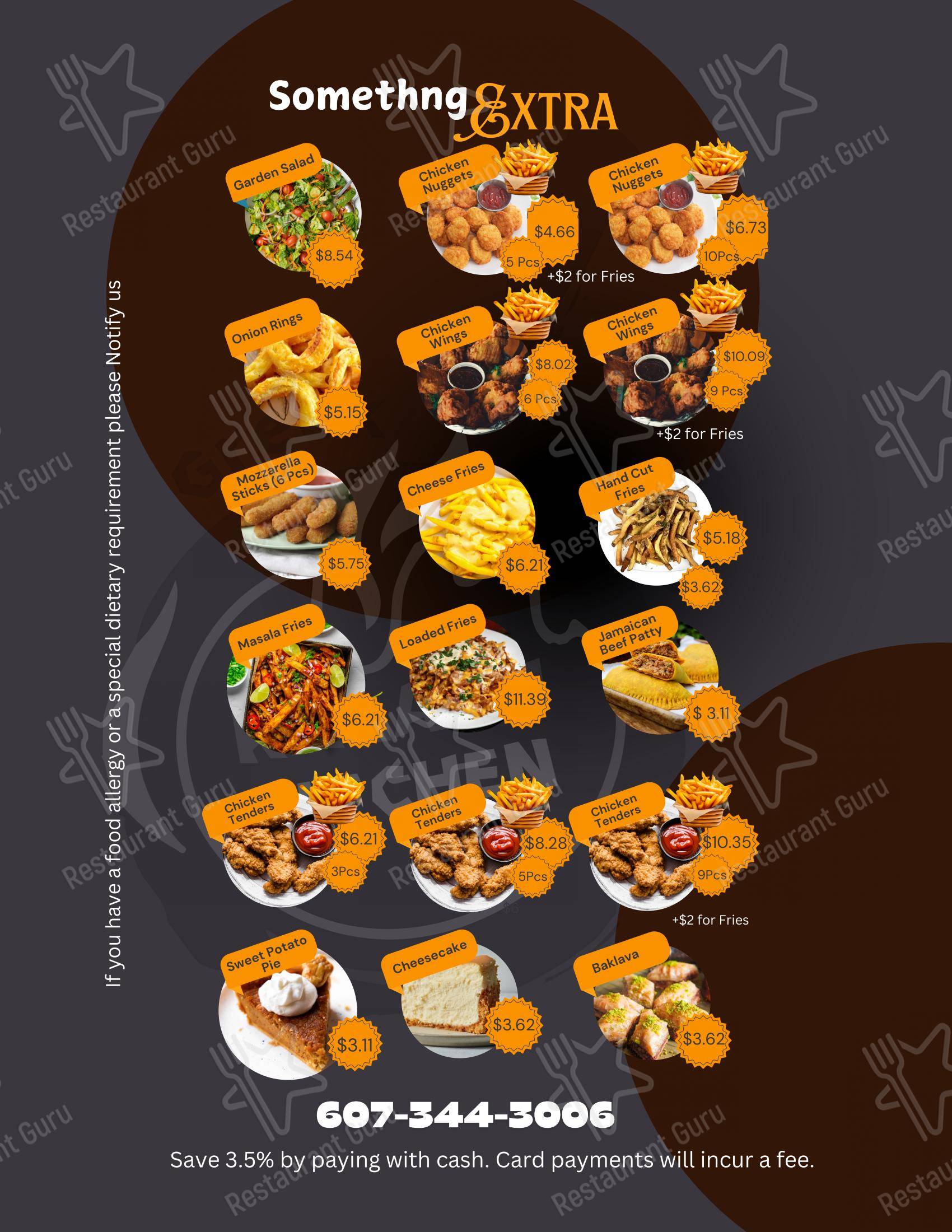 Menu at Kalash Kitchen restaurant, Owego