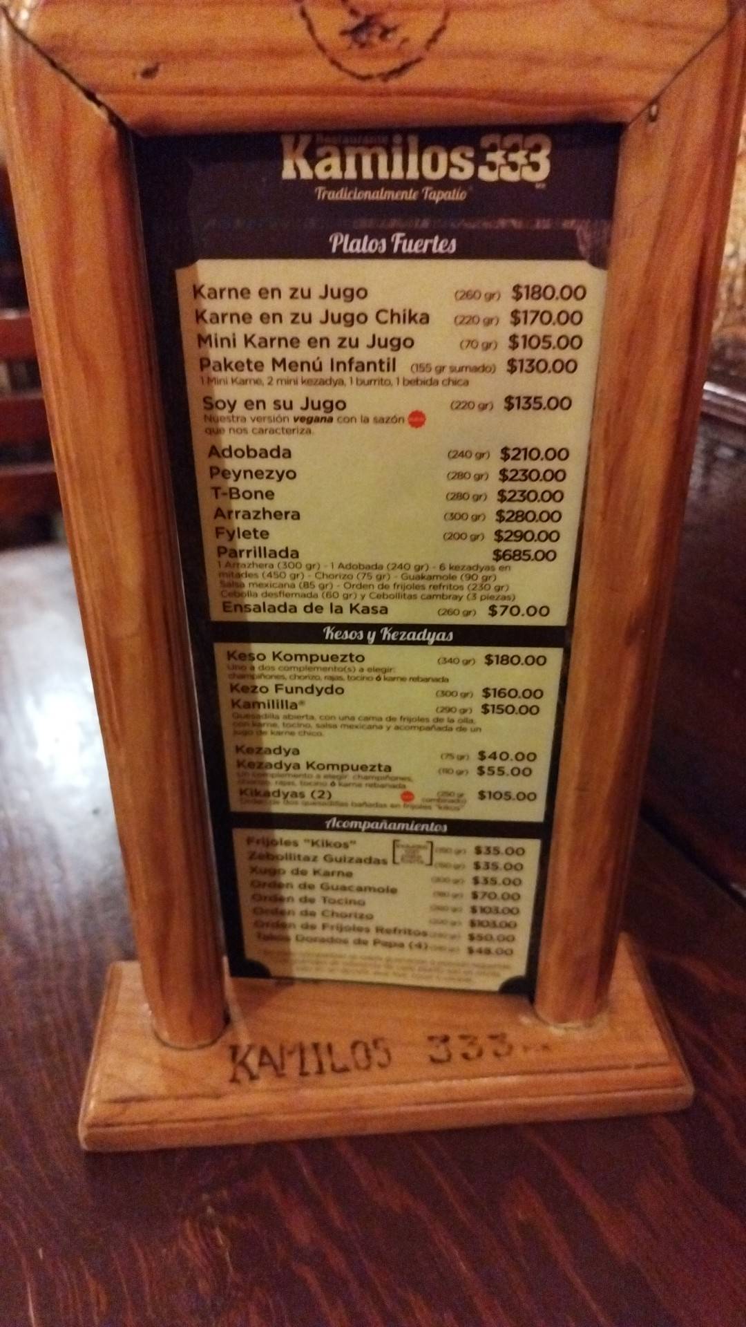 Carta del restaurante Kamilos 333, Guadalajara, C. José Clemente Orozco 333