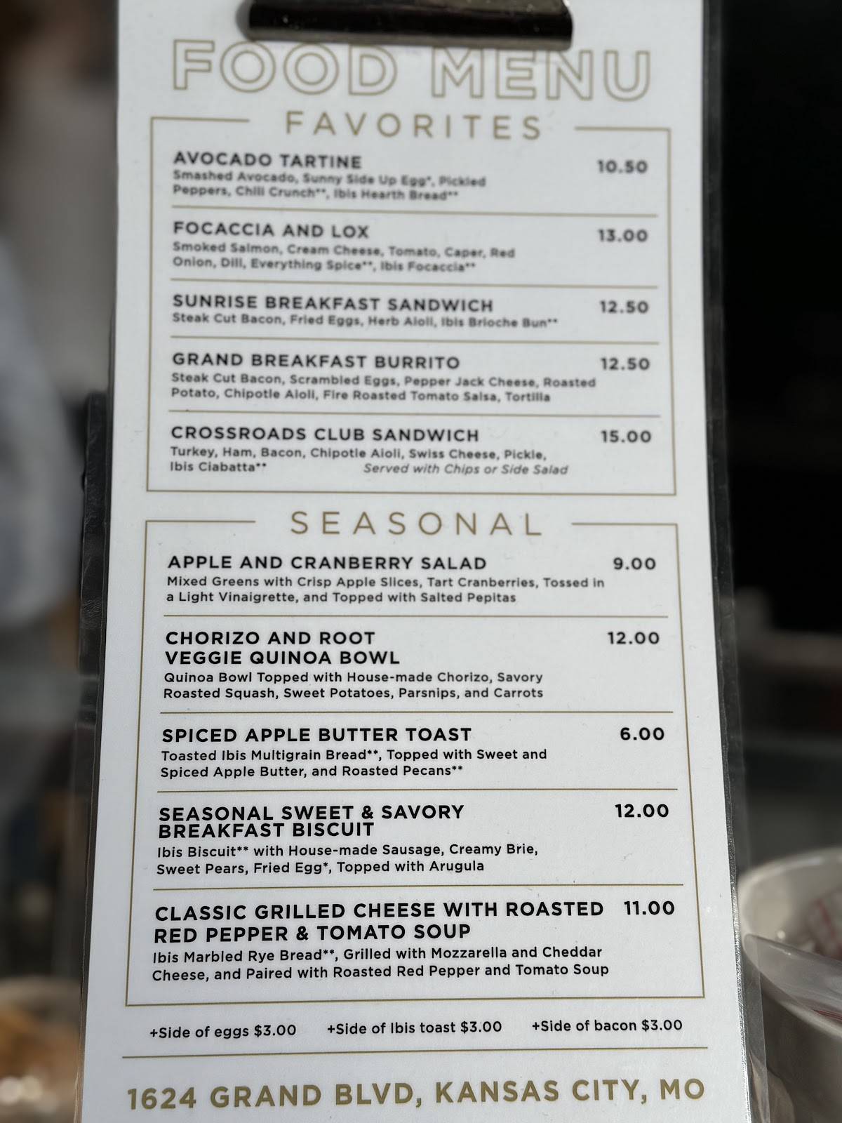 Menu at Messenger Coffee Co. + Ibis Bakery, Kansas City
