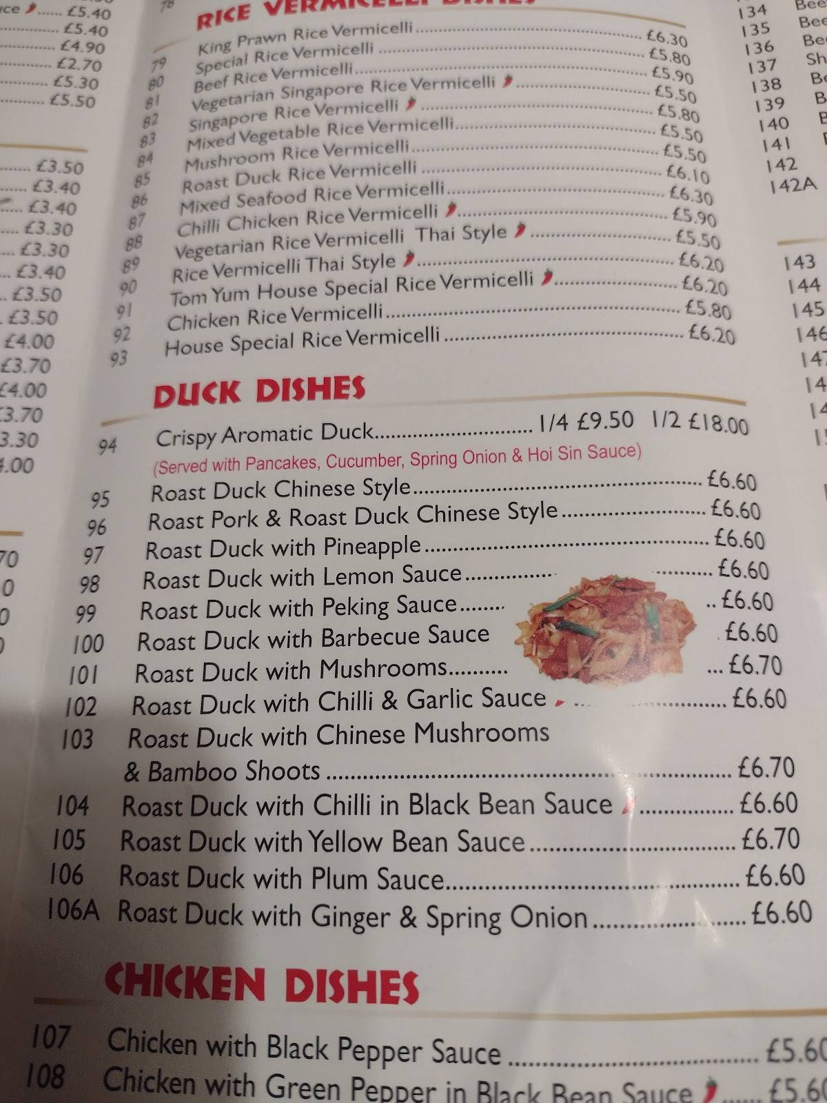 Menu at Kanton fast food, Cromer