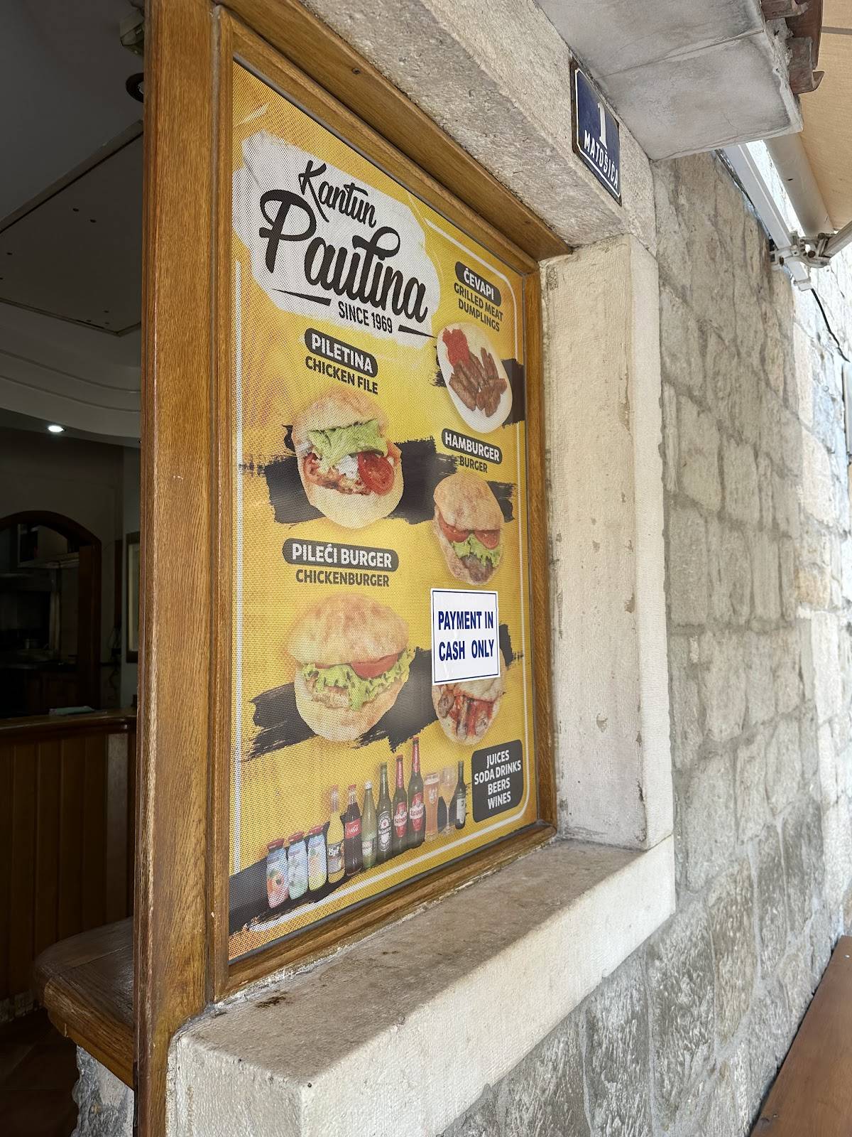 Menu at Kantun Paulina restaurant, Split