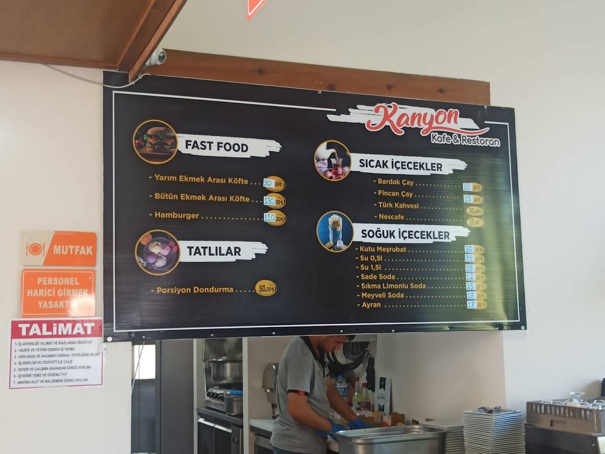 Menu at Kanyon Kafe & Restoran, Turkey