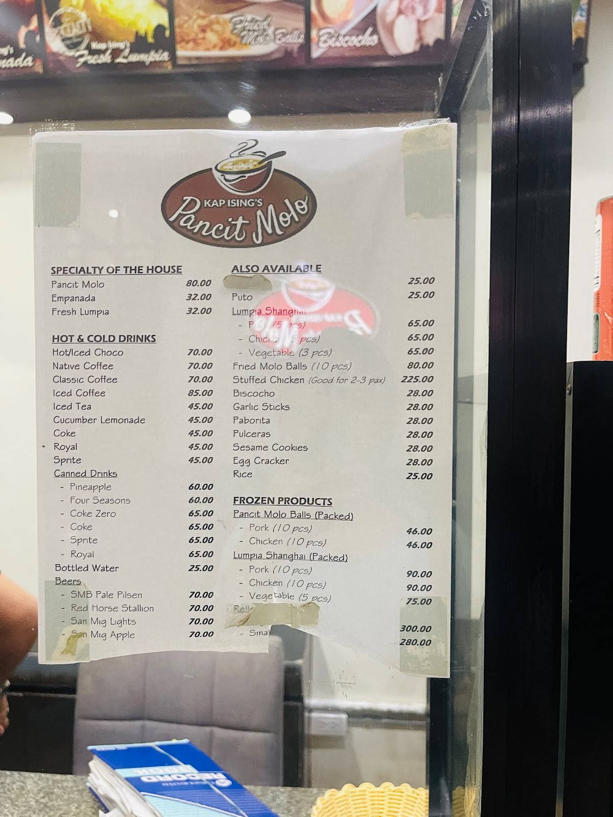 Carta de Kap Ising's Pancit Molo, Iloílo