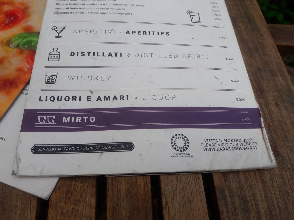 Menu at Kara Kiosk pub & bar, Olbia