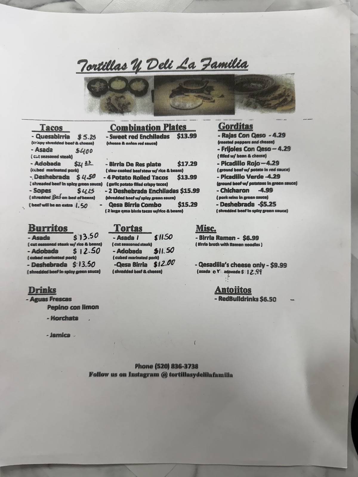 Menu at Karavela’s Mexican and Peruvian Food restaurant, Casa Grande