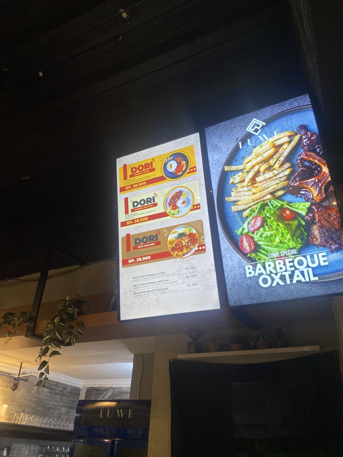 Menu at luwe cafe, Karawang