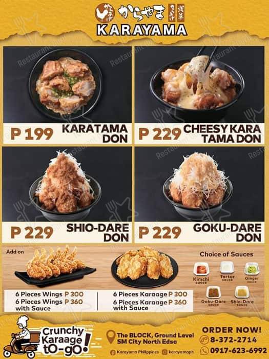 Menu at Karayama - SM North restaurant, Quezon City, The Block