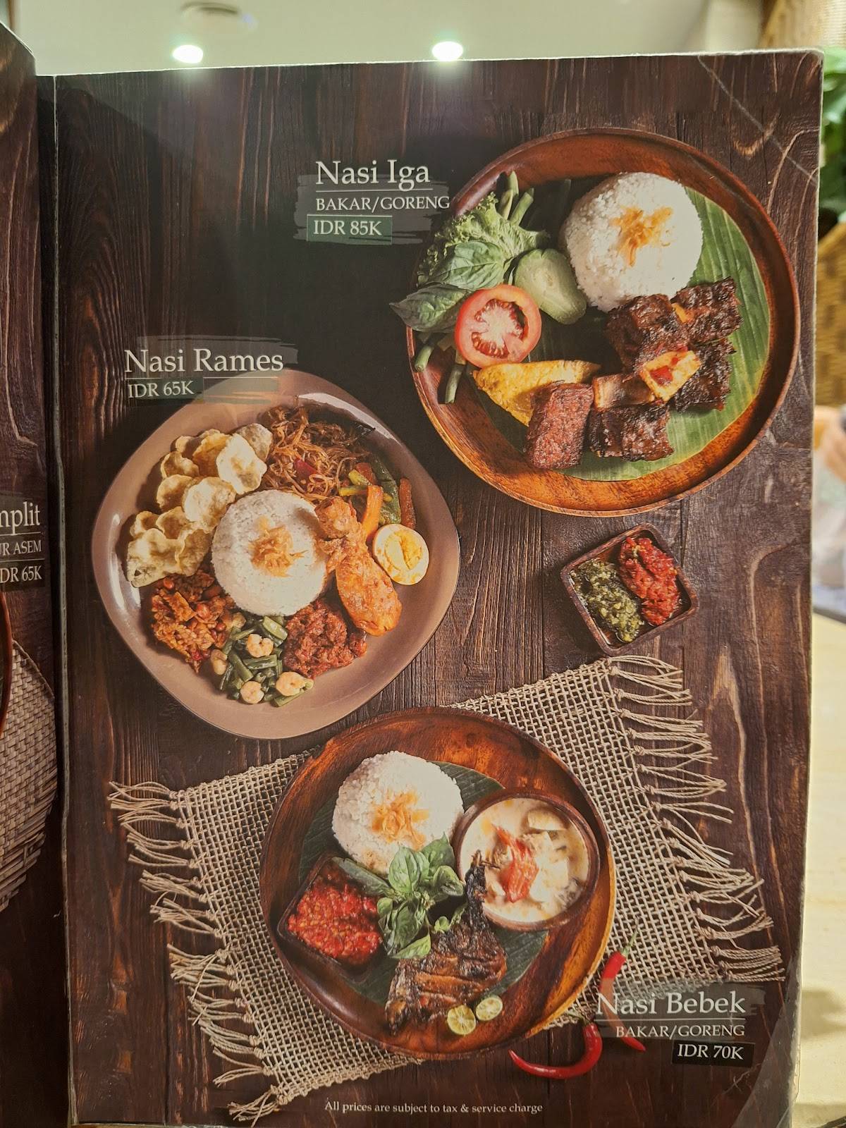 Menu at Kartika Sari restaurant, Bandung, Jl. Ir. H. Juanda No.85-87