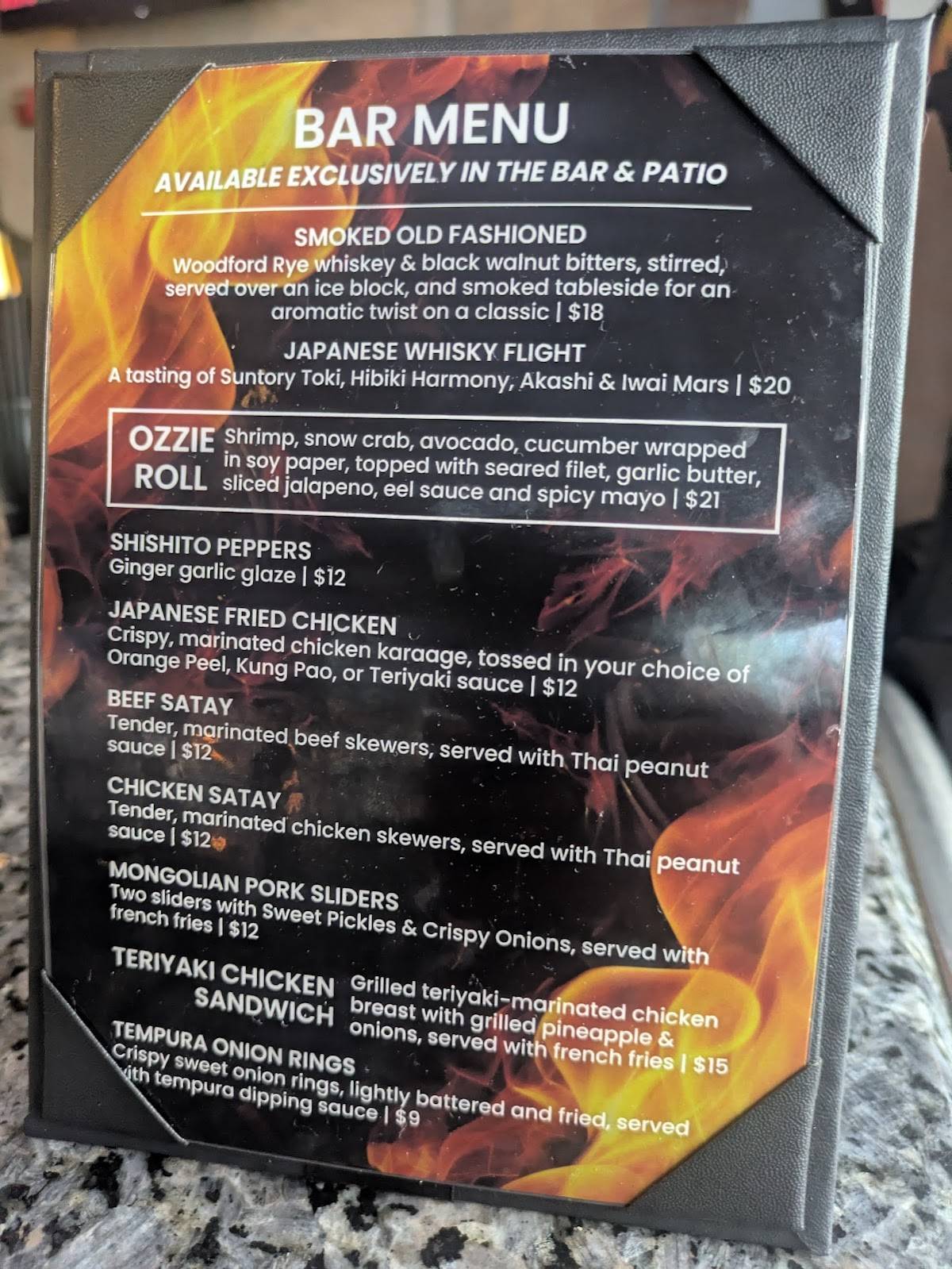 Menu at Kasai Scottsdale - Japanese Steakhouse, Scottsdale