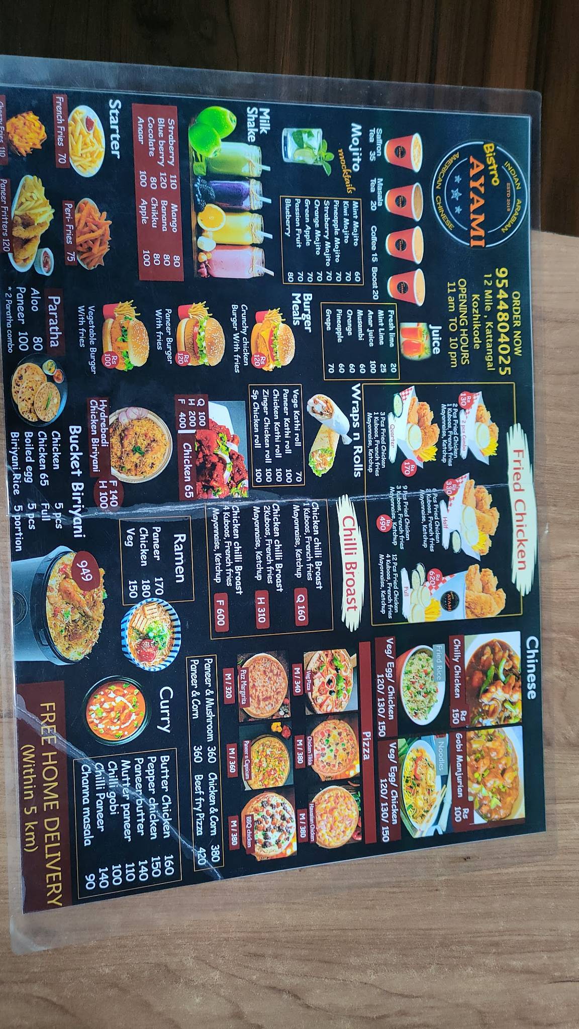 Menu at Bistro Ayami, Kattangal