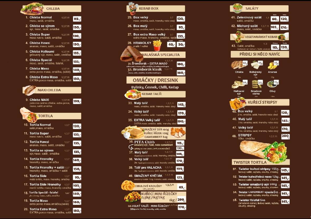 Menu at Kebab Side restaurant, Vsetin
