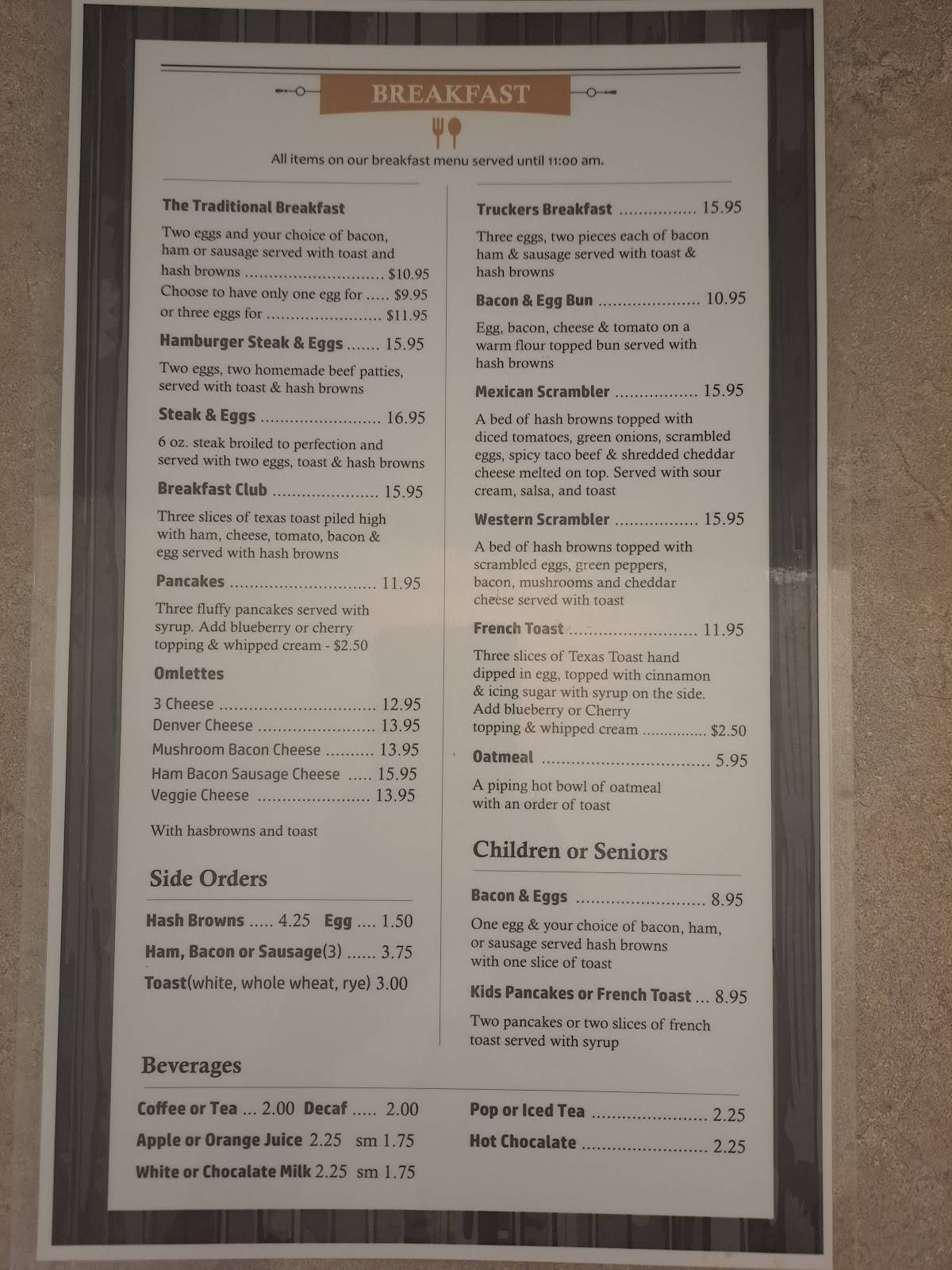 Menu at Keepers Restaurant & Lounge, Davidson, Hwy 11 S