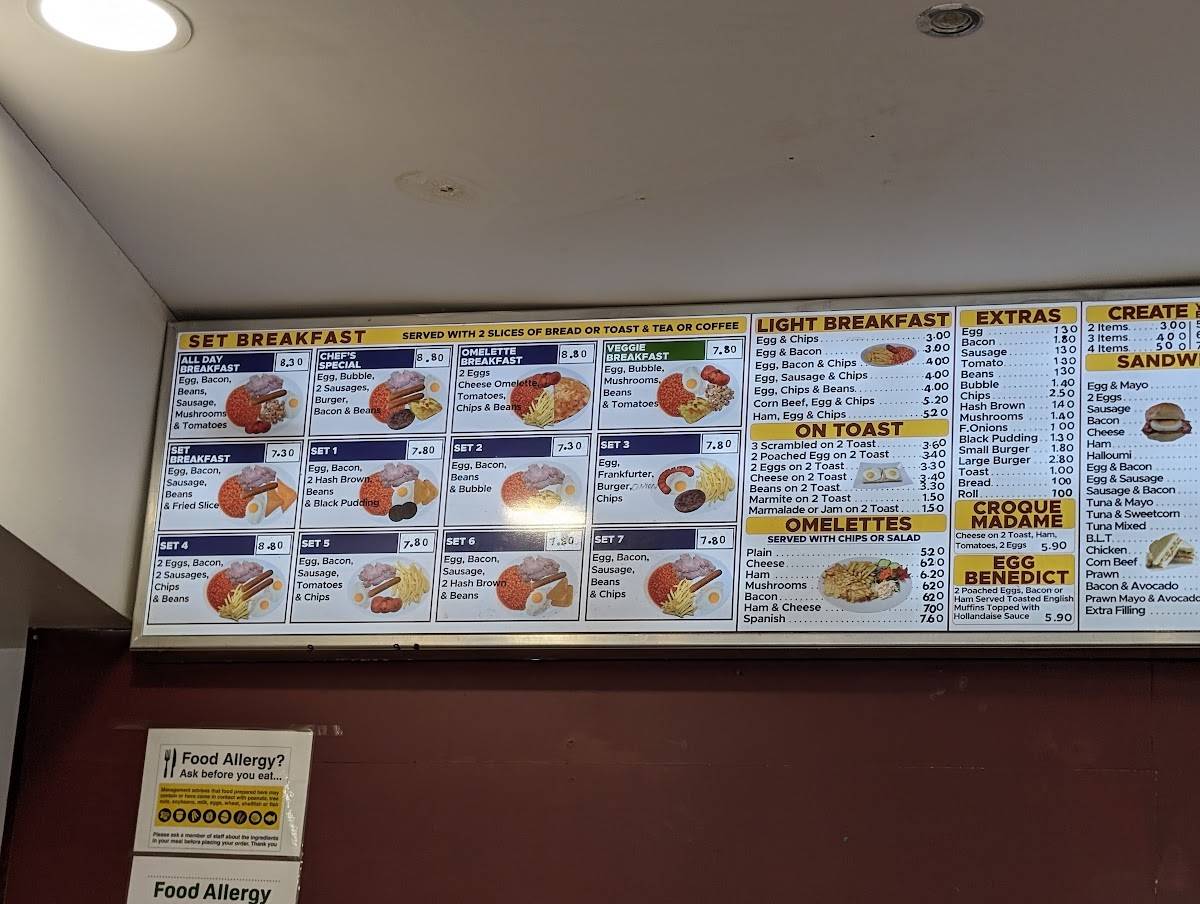 Menu at Kem's Cafe London, London