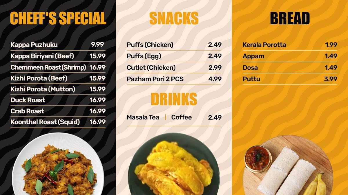 Menu at Kerala Swad - Indian Cuisine restaurant, Waterloo