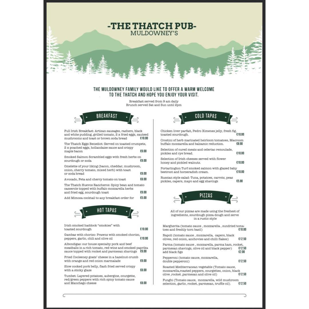 Menu at The Thatch Pub, Killenard
