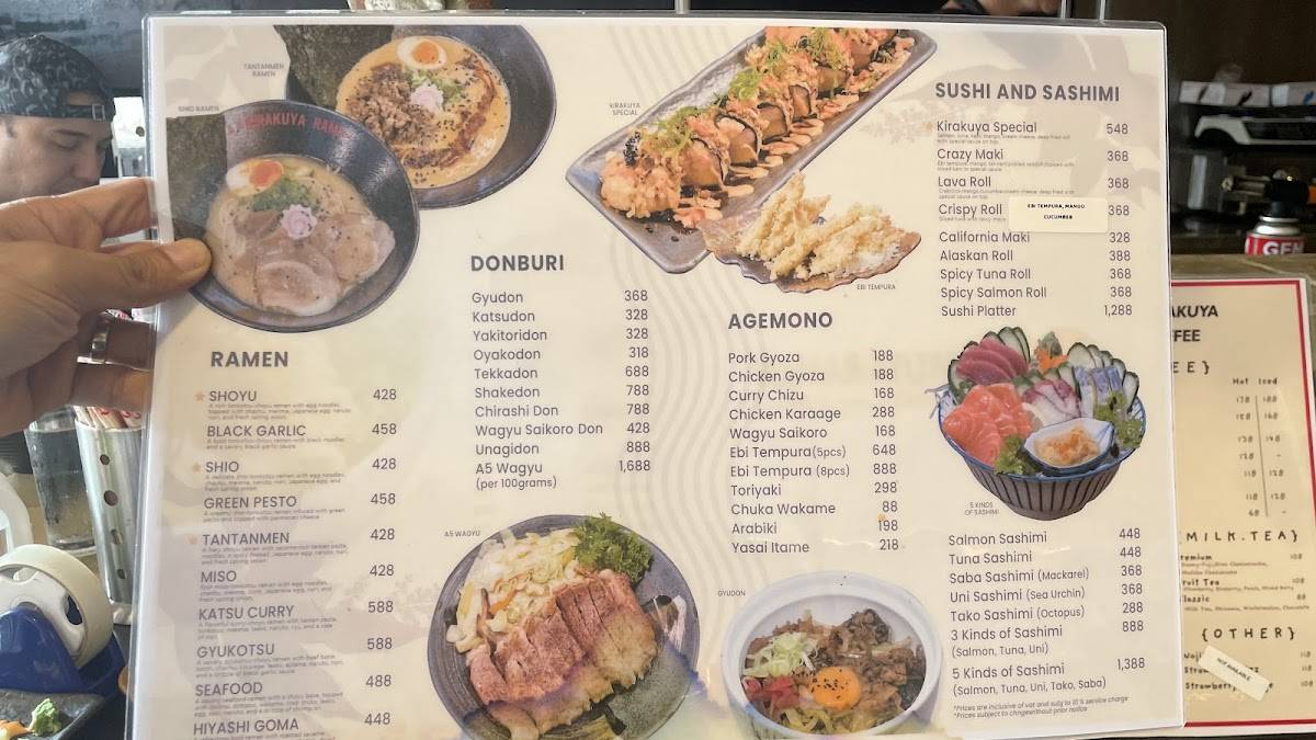 Menu at Kirakuya Ramen - Fairview restaurant, Quezon City