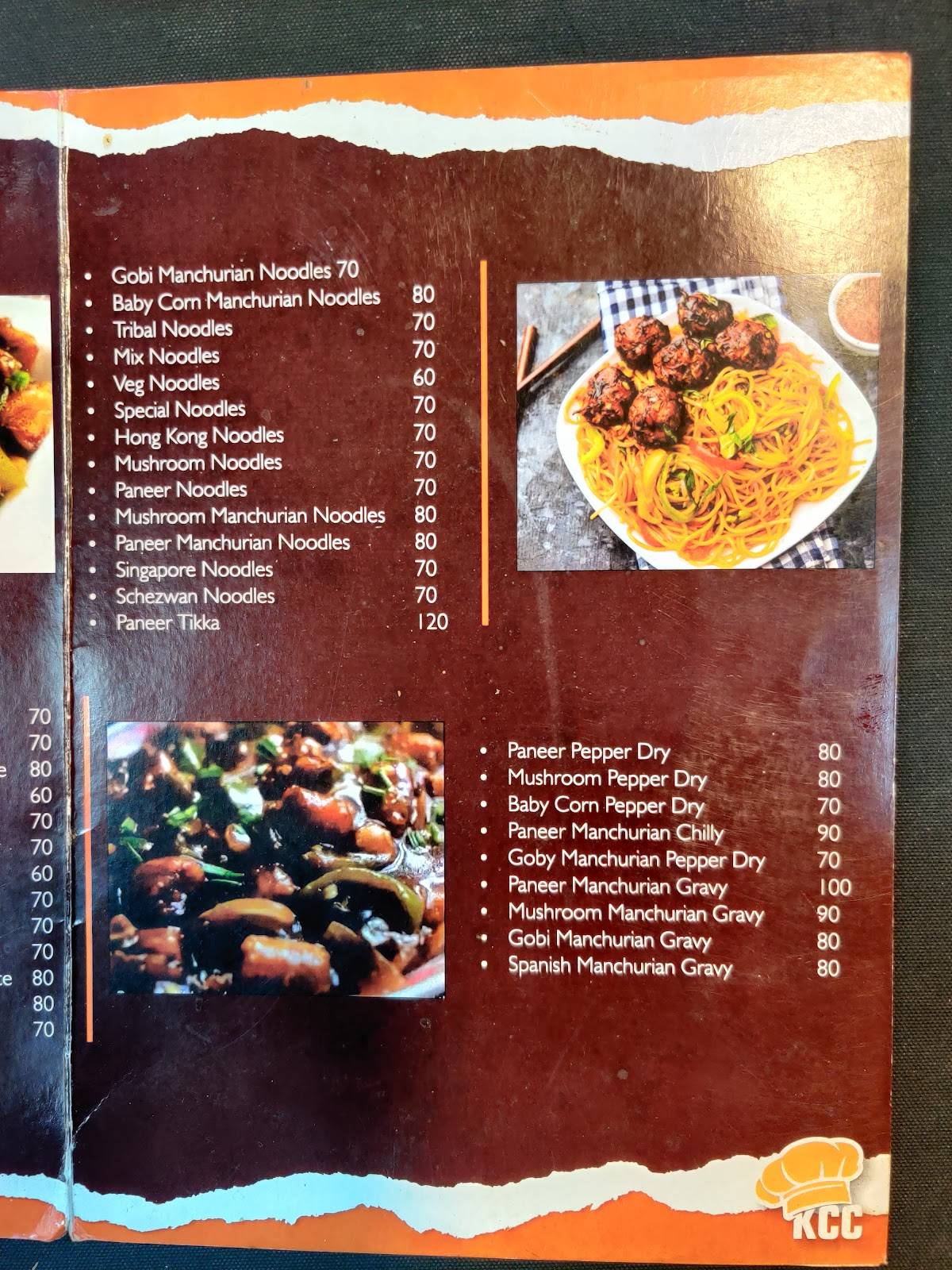 Menu at Kirans Chinese corner, Bengaluru