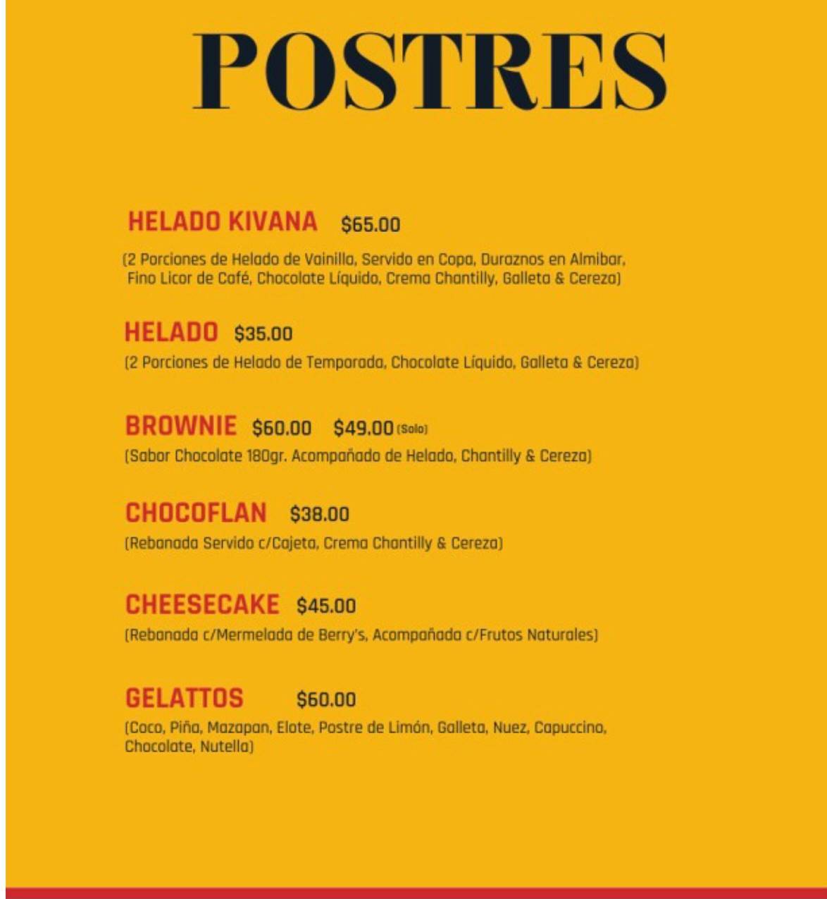 Carta del restaurante Kivana Wings, Uruapan