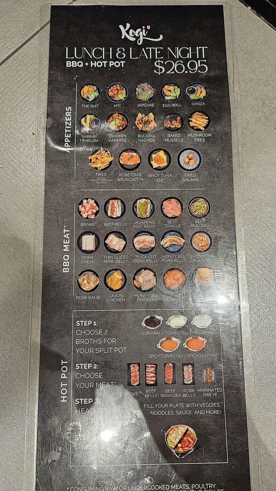 Menu at Kogi AYCE KBBQ & Seafood Hot Pot, Las Vegas