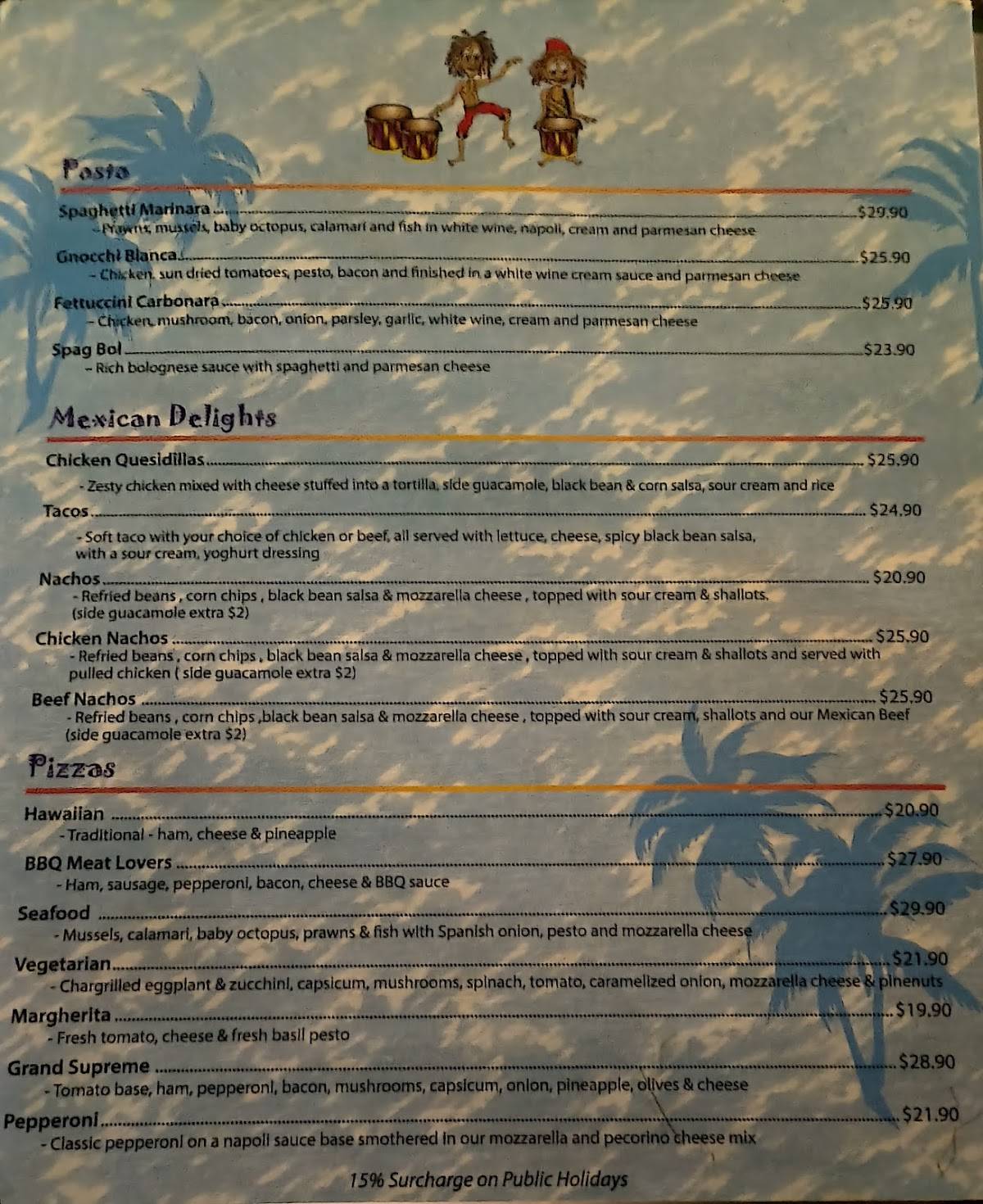 Menu at Kokonut Willys @ The Grand Hotel restaurant, Labrador