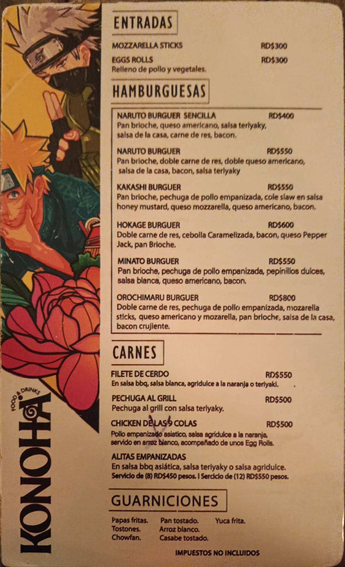 Menu at Konoha Food and Drinks restaurant, Santiago De Los Caballeros
