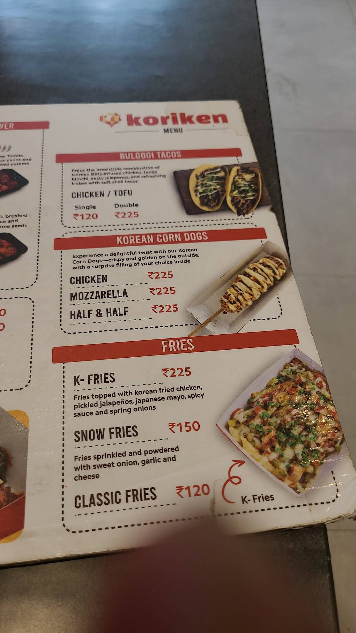 Menu at Koriken, Bengaluru, 28