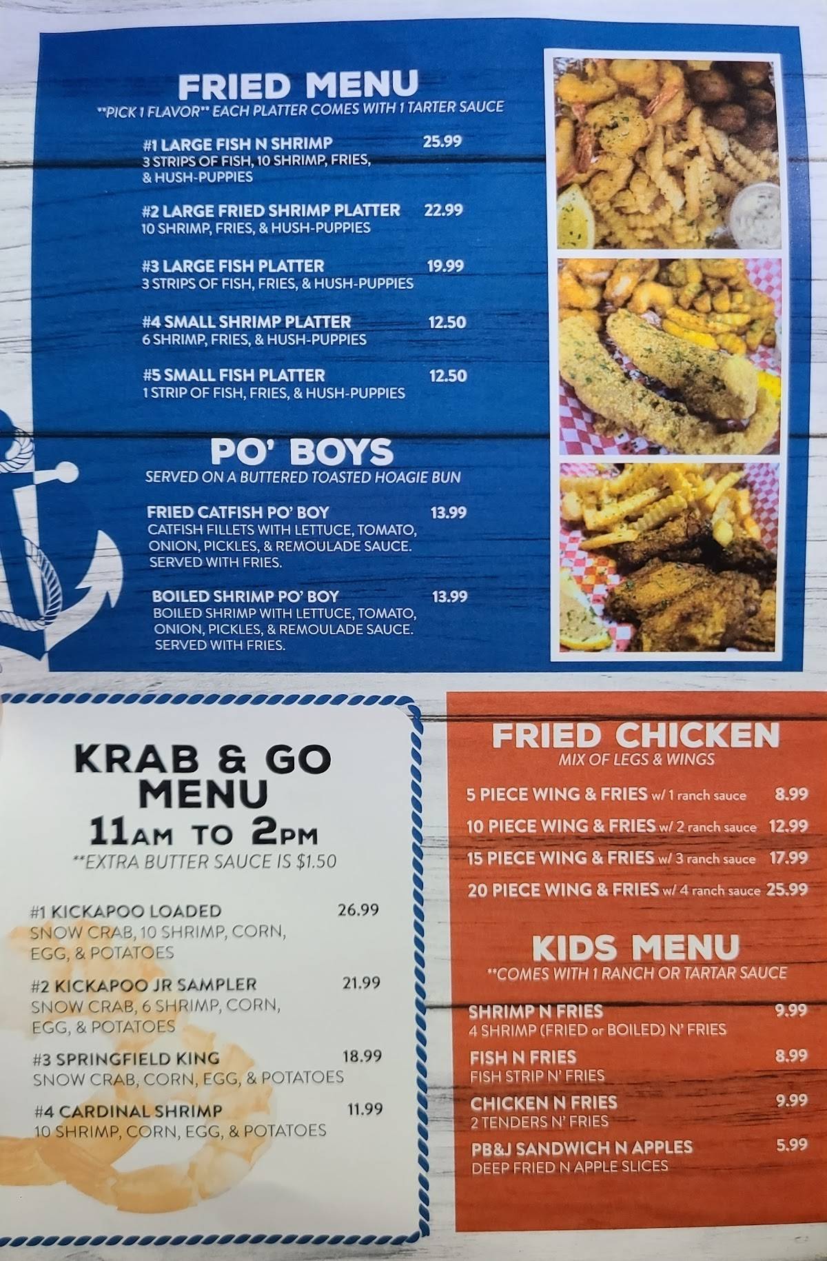 Menu at Krab Kingz Springfield restaurant, Springfield