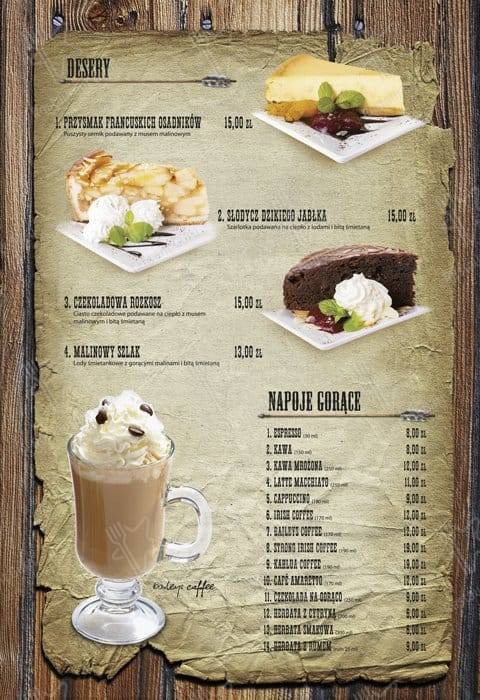 Menu at Sioux steakhouse, Kraków