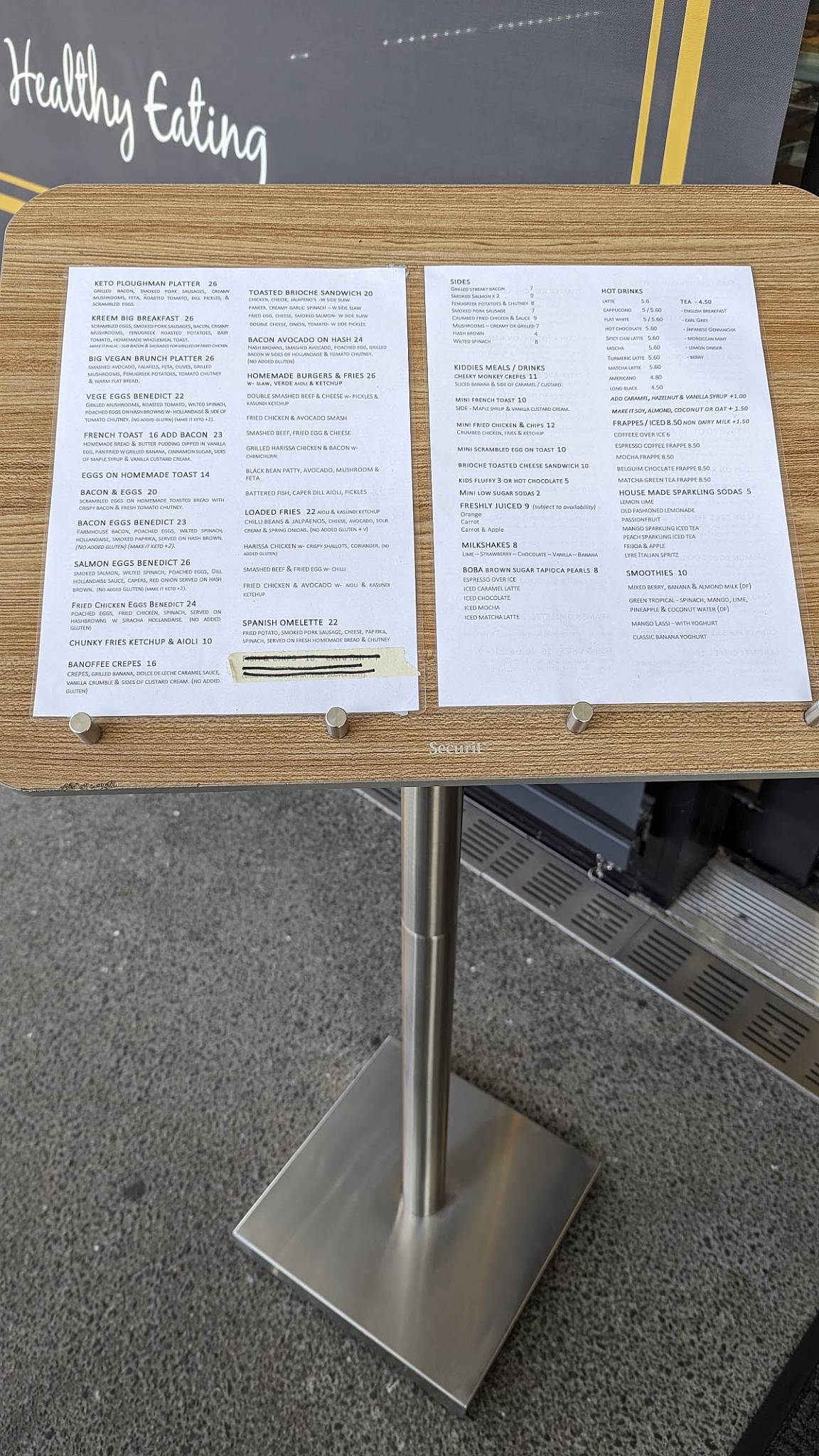 Menu at Kreem Cafe Mount Roskill, Auckland