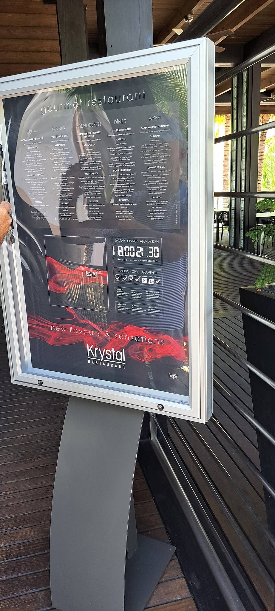 Menu at Krystal restaurant, Punta Cana