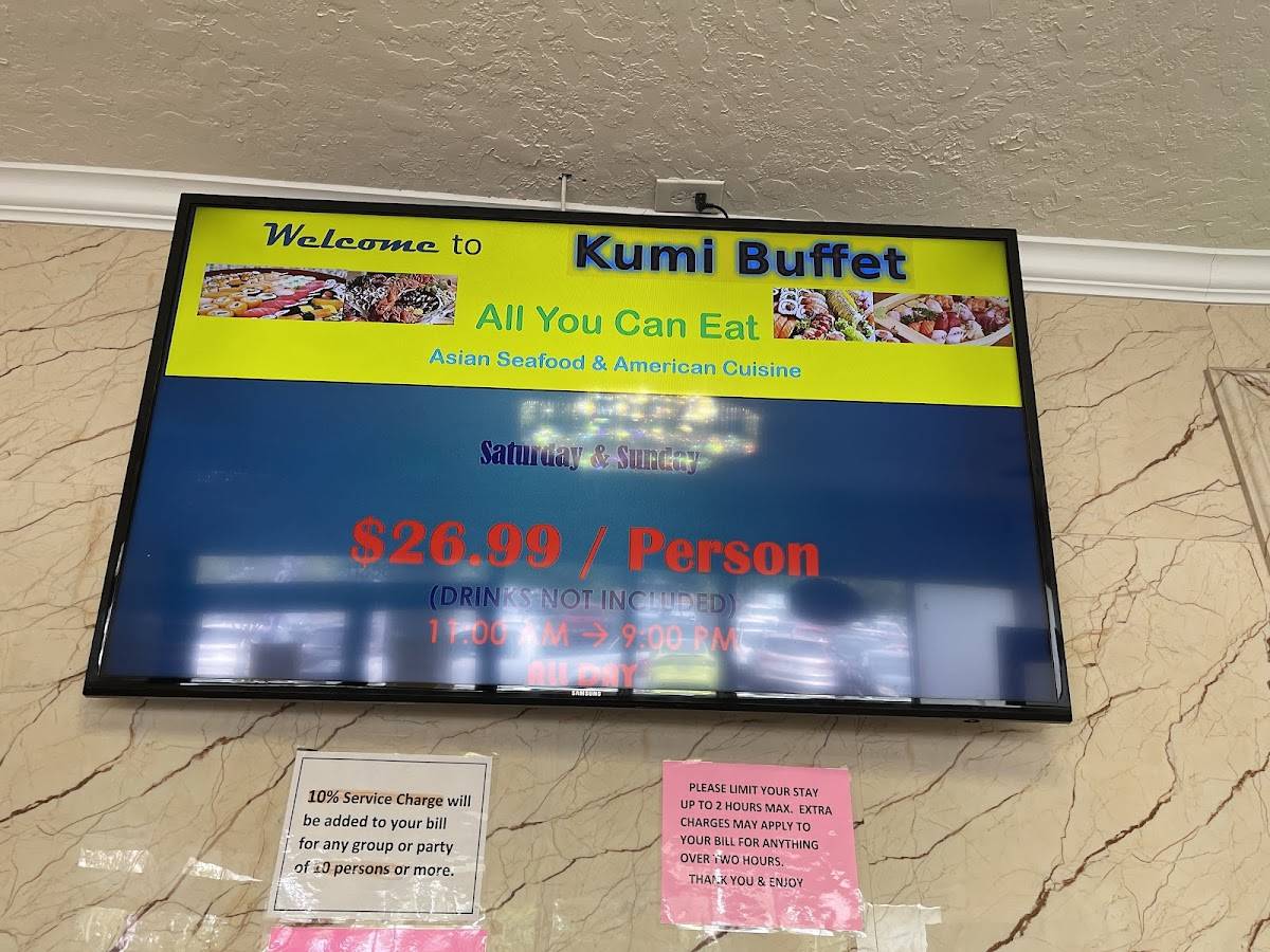 Menu at Kumi Buffet restaurant, Happy Valley
