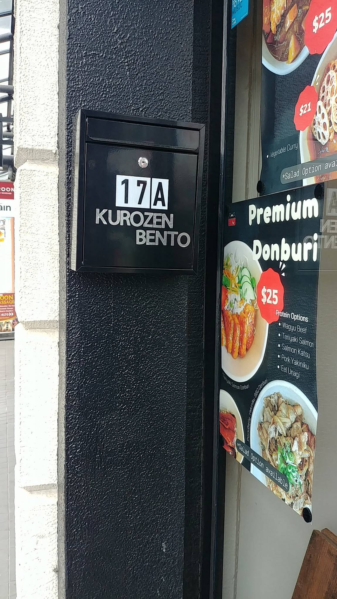 Carta del restaurante Kurozen Bento, Auckland