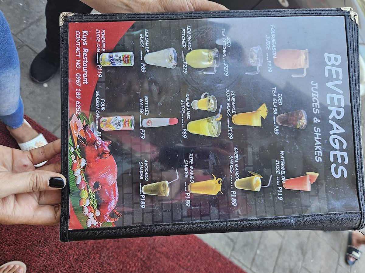 Menu at Kuy's Lechon Restaurant, Cebu City