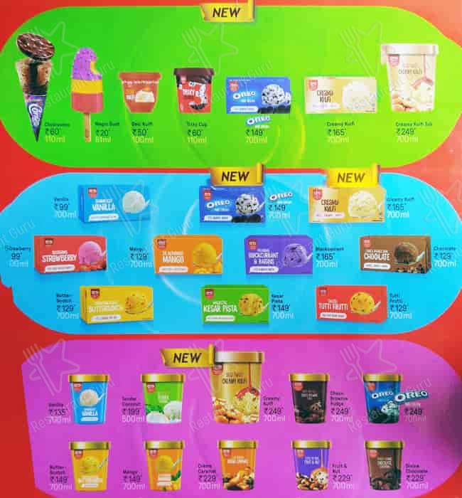 Menu at Kwality Wall's Ice Cream And More, Bengaluru, D -1337