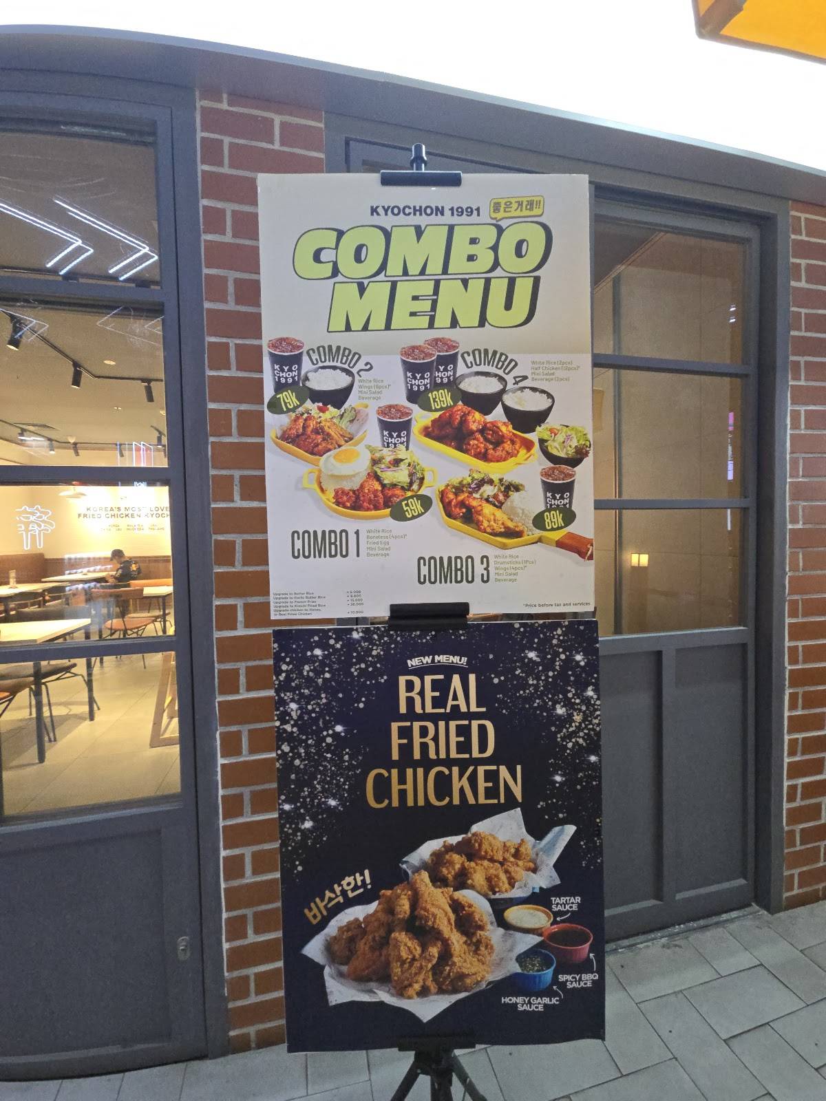 Menu at Kyochon 1991 chicken Lotte Mall restaurant, South Jakarta