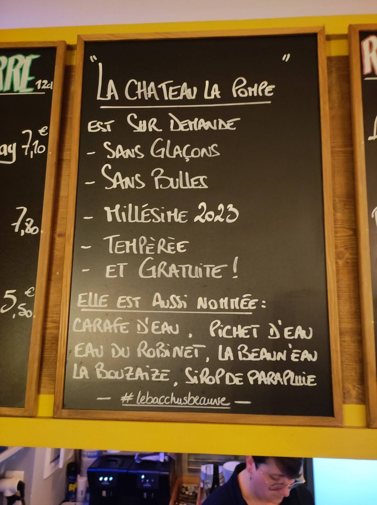 Menu au Le Bacchus restaurant, Beaune