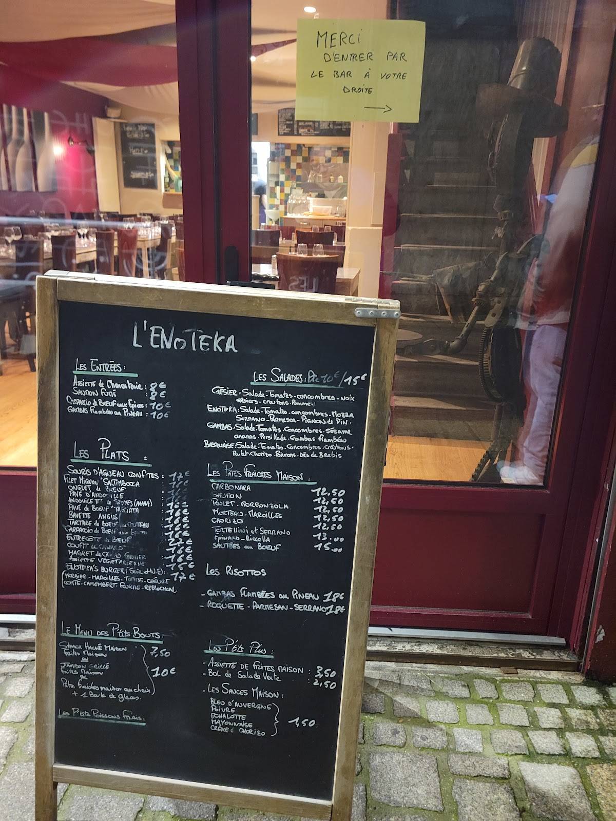 Menu au L'Enoteka restaurant, Parthenay