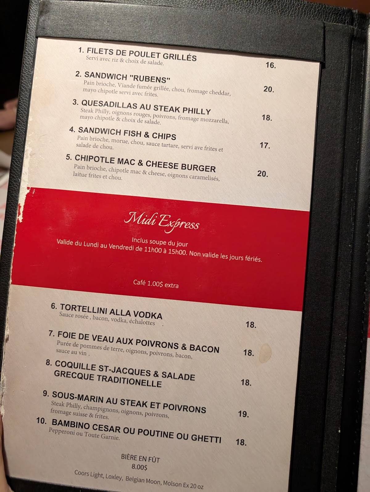 Menu at L'Étoile de Mirabel restaurant, Mirabel, Bd du Curé-Labelle