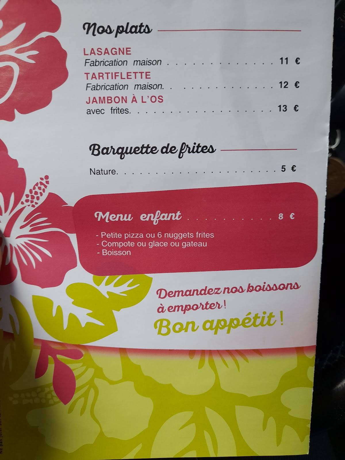 Menu at L'Hibiscus restaurant, Beaucourt, 9 Rue Charles de Gaulle