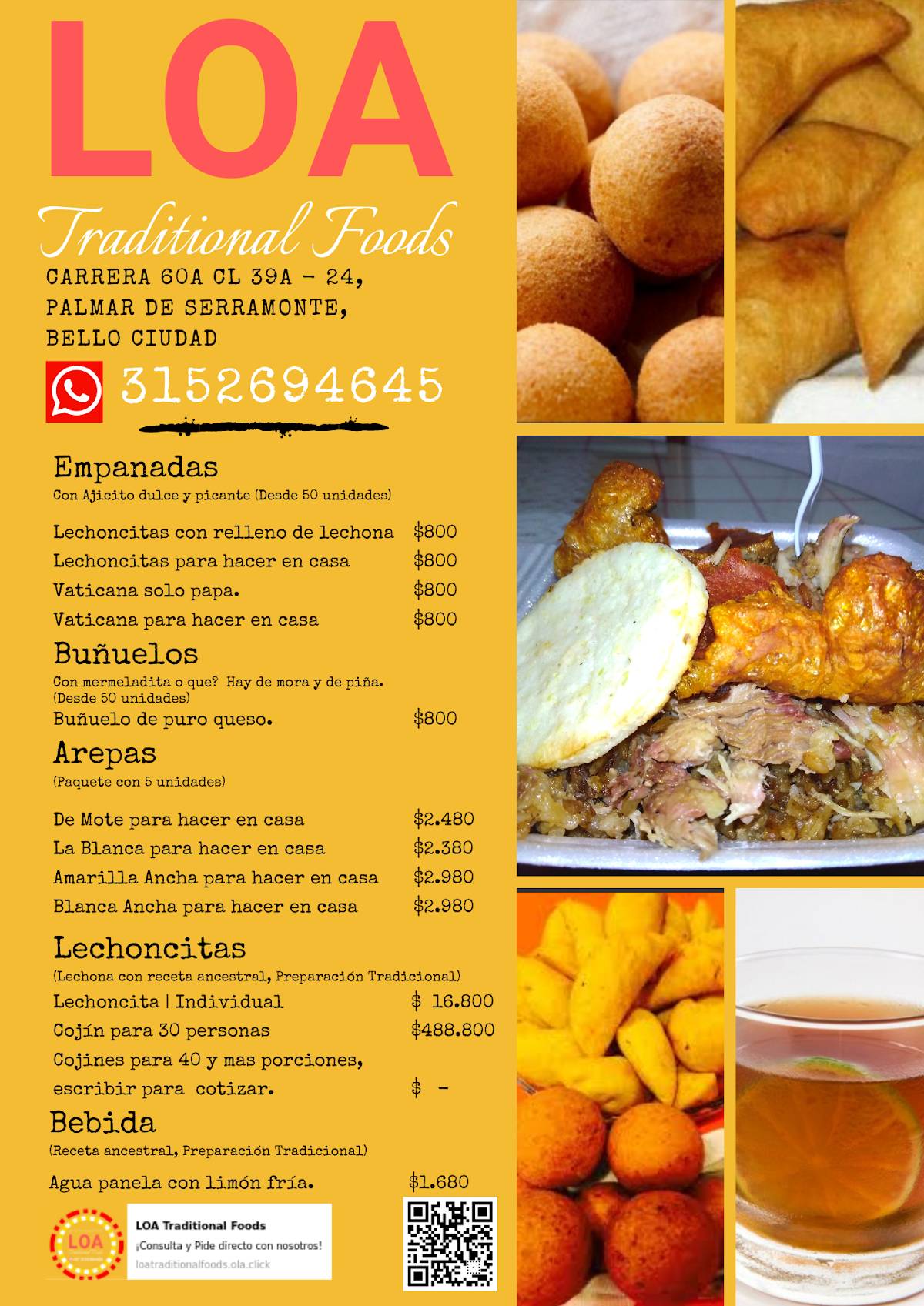 Carta del restaurante LOA Traditional Foods, Bello
