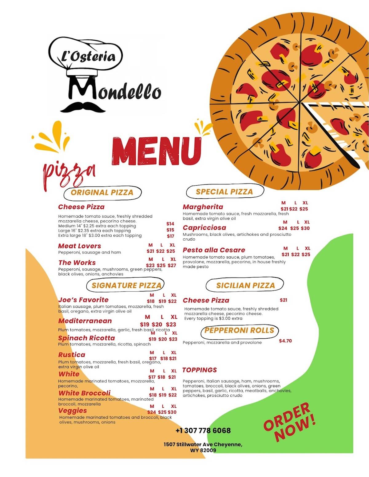 Menu At L Osteria Mondello Pizzeria Cheyenne